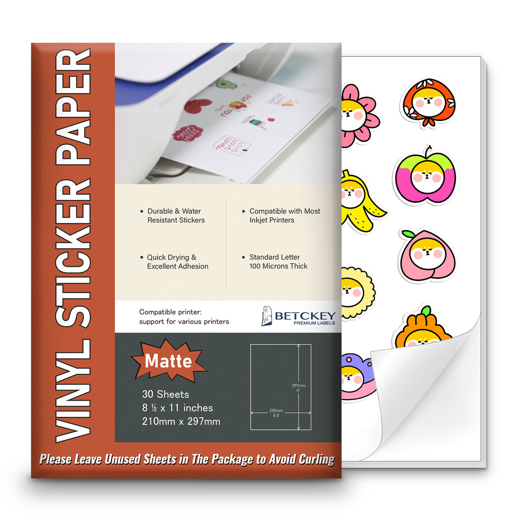 8.5" x 11" Matte Vinyl Sticker Papers for Inkjet or Laser Printers ...