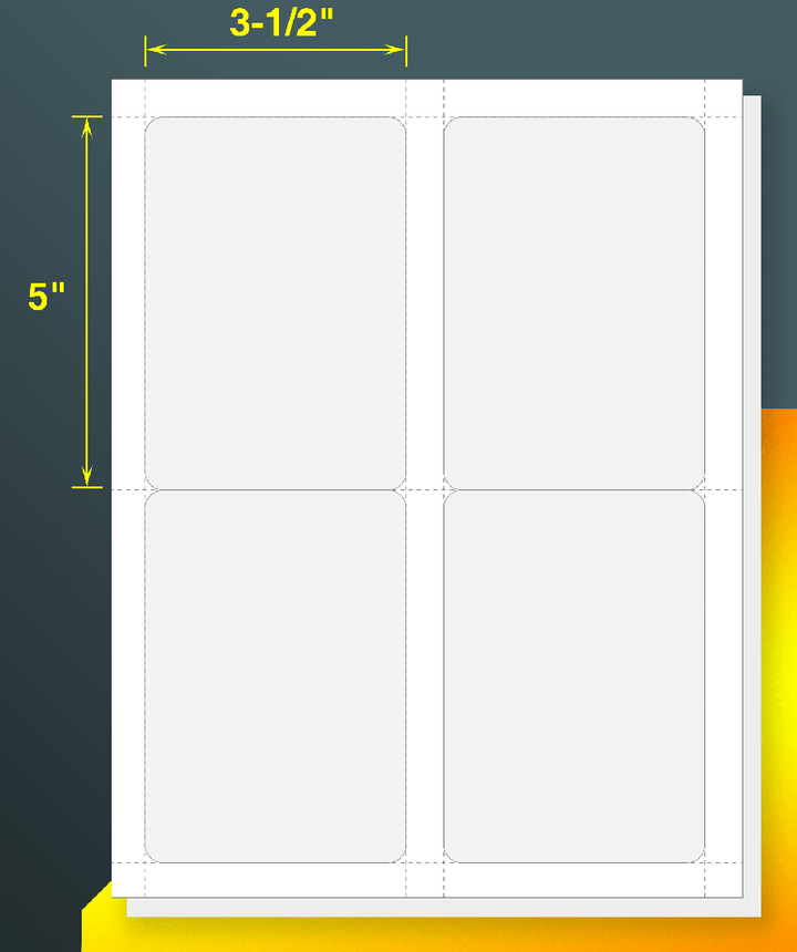 4UP 3.5" x 5" Shipping Address Mailing & Barcode Labels for Laser & In ...