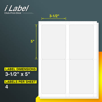 4UP 3.5" x 5" Shipping Address Mailing & Barcode Labels for Laser & In ...